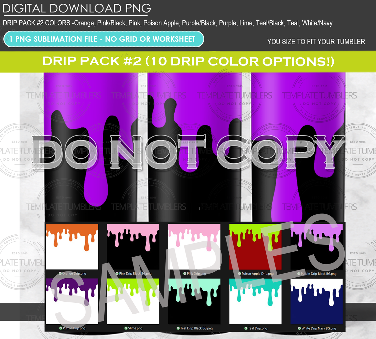Drip Pack #2 - Digital - 10 Drip color options – TEMPLATE TUMBLERS