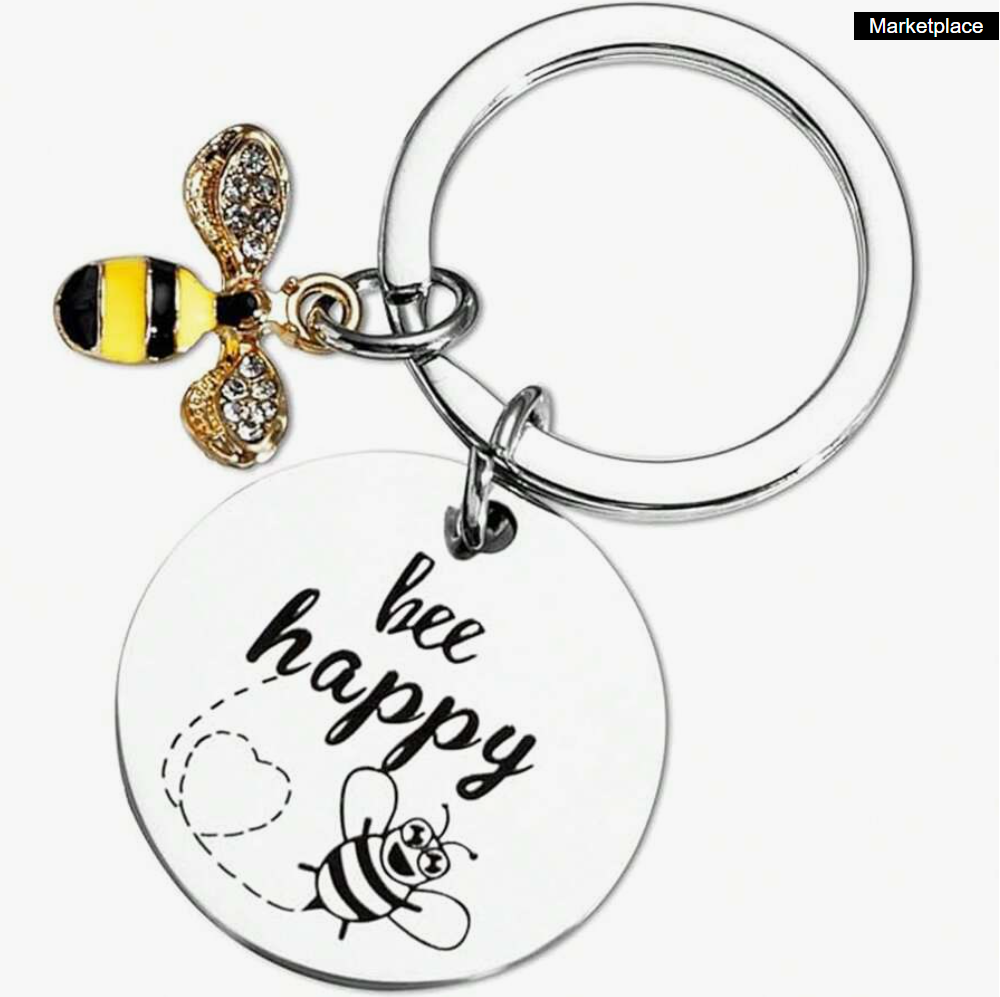 Bee Happy Keychain – TEMPLATE TUMBLERS