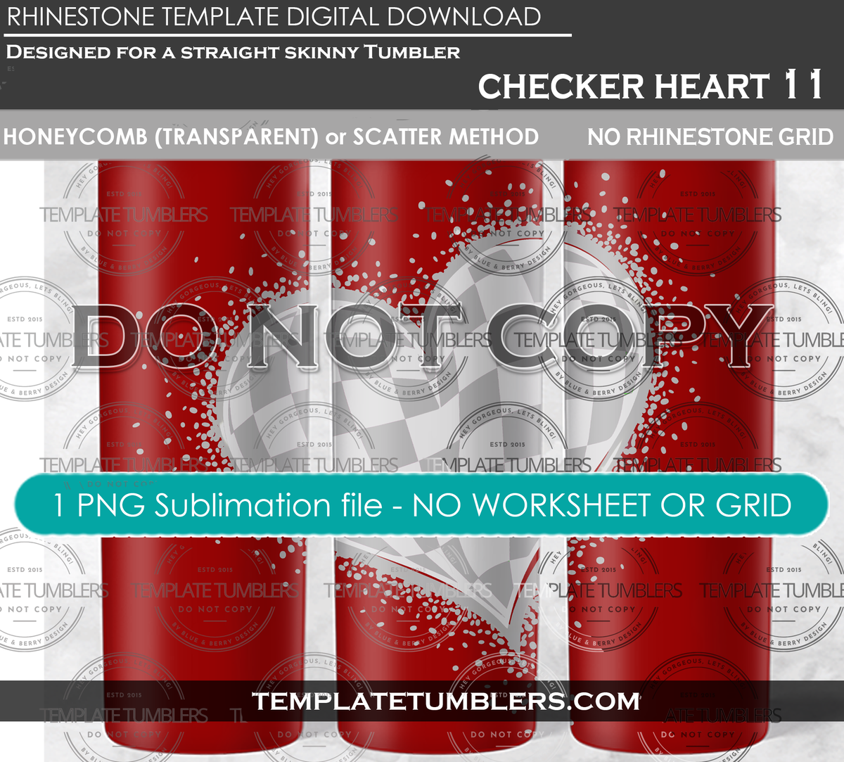 Checker Heart 2 Digital - NO Grid – TEMPLATE TUMBLERS