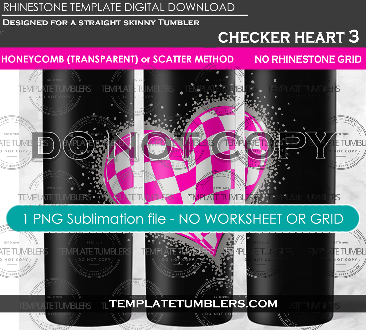 Checker Heart 3 Digital - NO Grid – TEMPLATE TUMBLERS