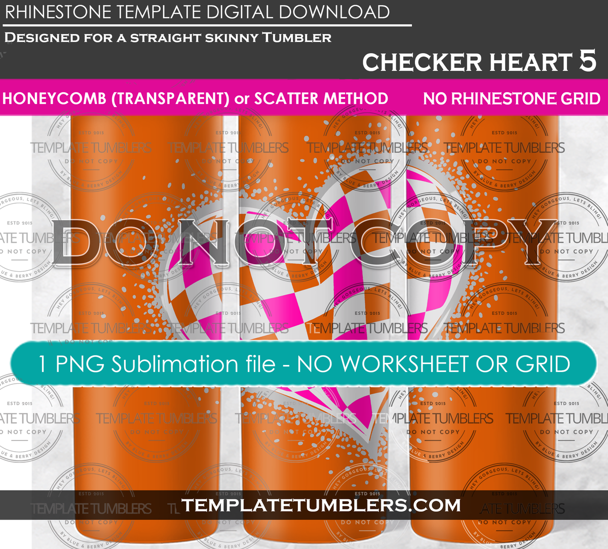 Checker Heart 5 Digital - NO Grid – TEMPLATE TUMBLERS