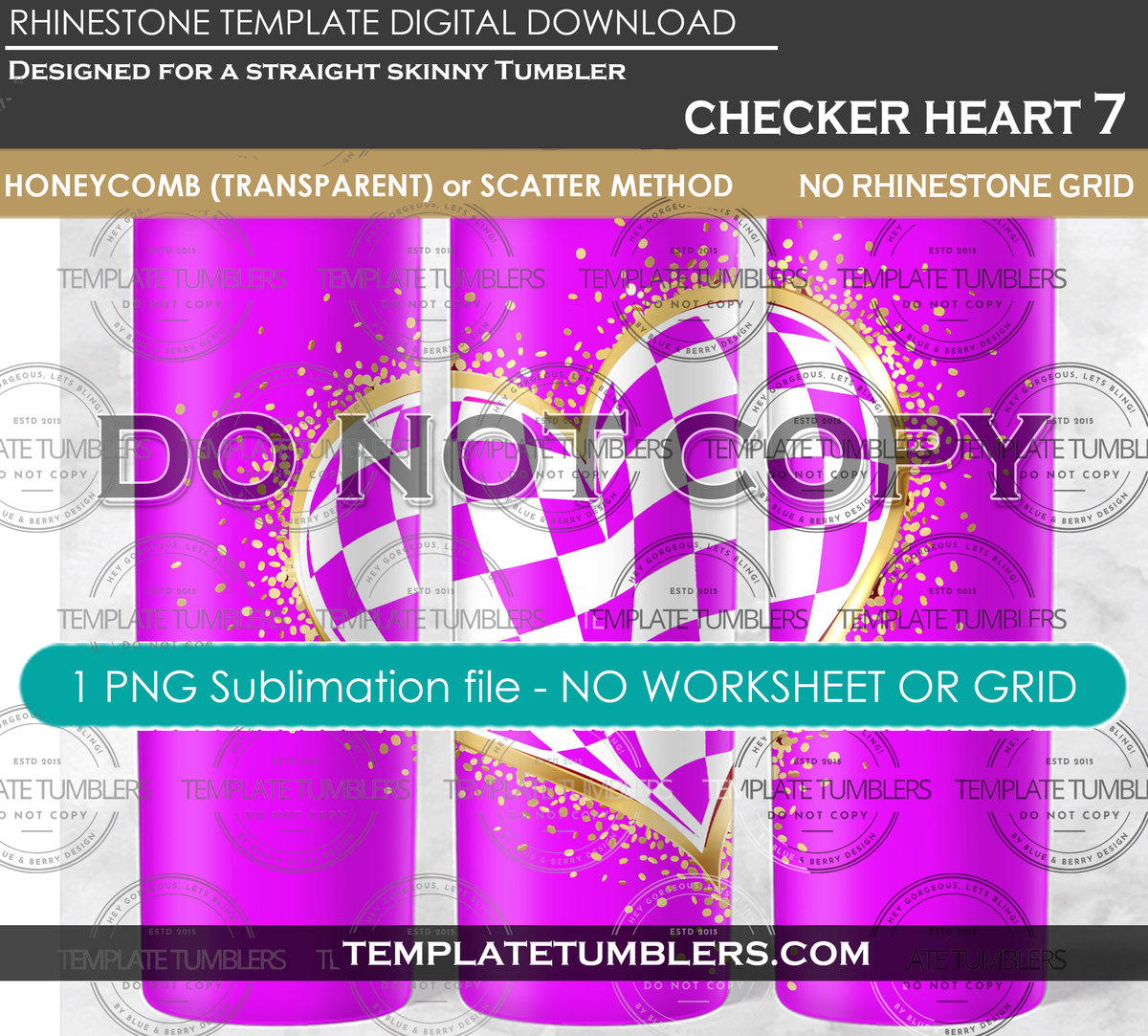 Checker Heart 9 Digital - NO Grid – TEMPLATE TUMBLERS
