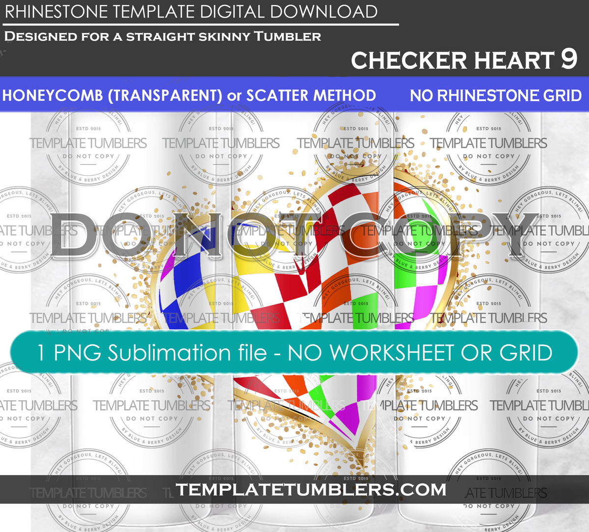 Checker Heart 11 Digital - NO Grid – TEMPLATE TUMBLERS