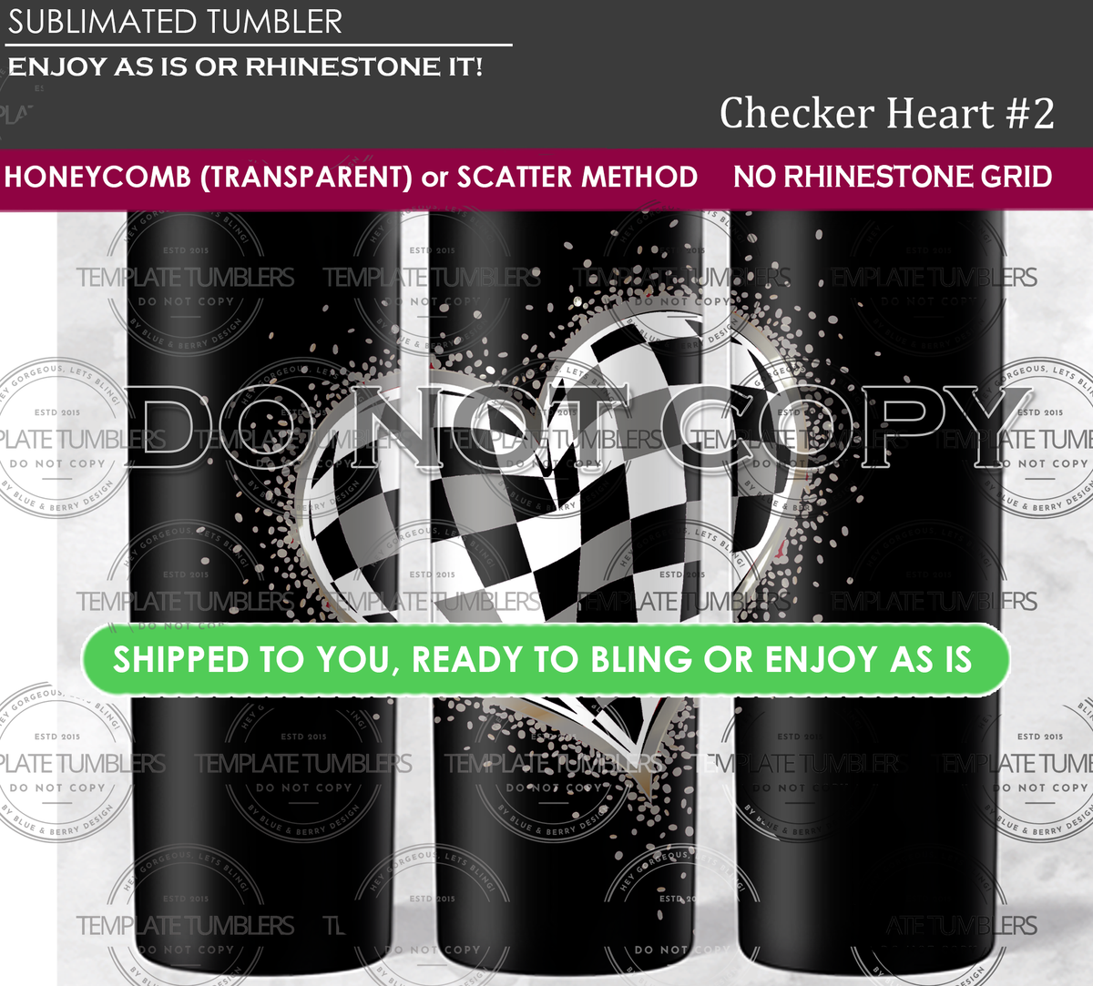 Checker Heart 4 Tumbler *no grid – TEMPLATE TUMBLERS