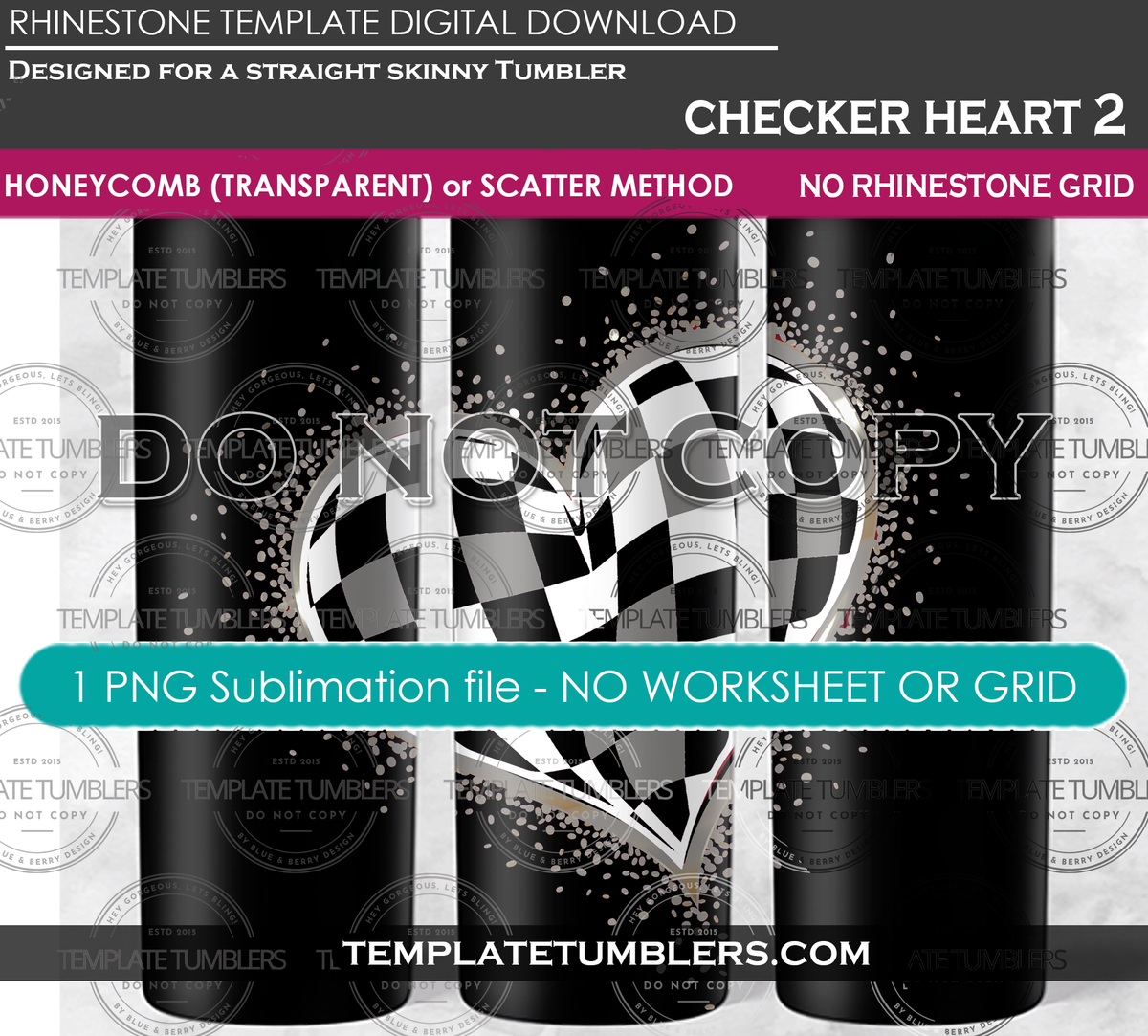 Checker Heart 5 Digital - NO Grid – TEMPLATE TUMBLERS